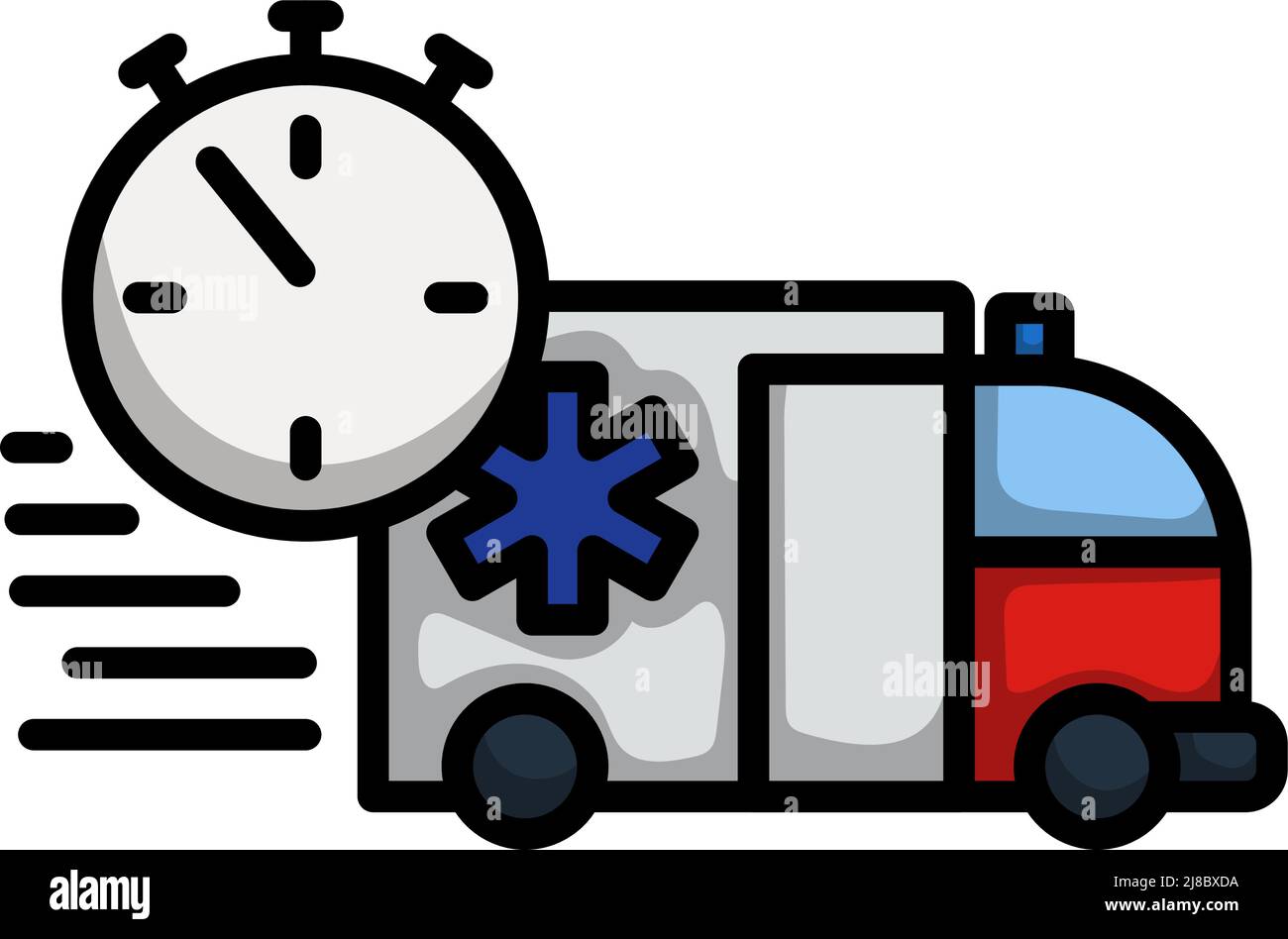 Fast Ambulance Car Icon. Editable Bold Outline With Color Fill Design ...