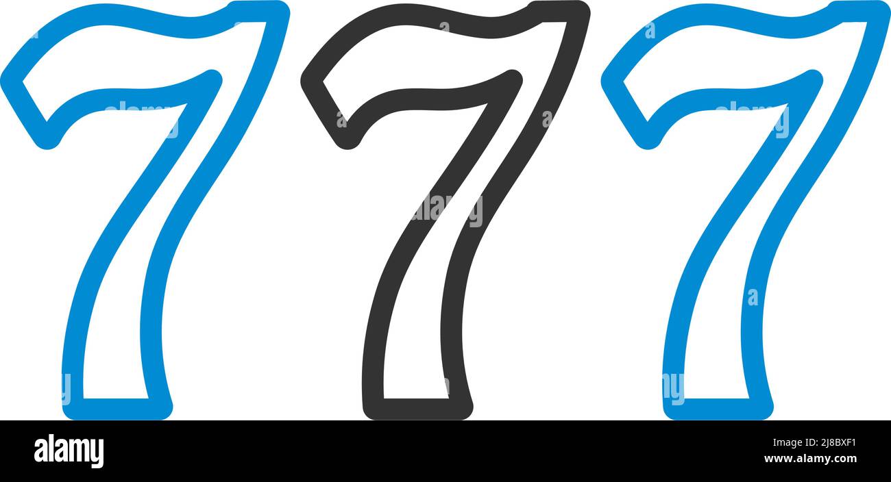 777 Icon. Editable Bold Outline With Color Fill Design. Vector ...