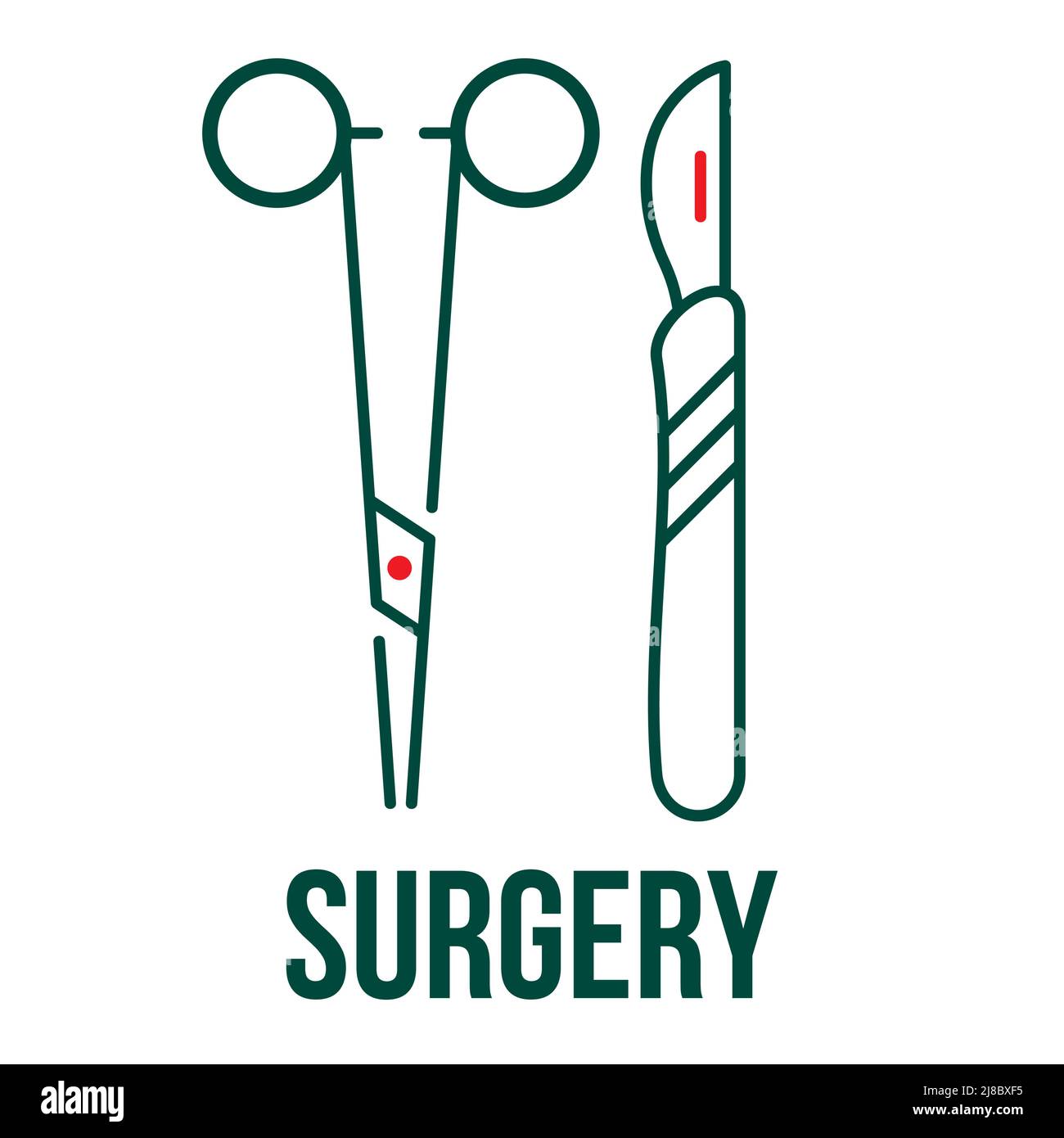 Surgery. Medical scalpel and clamp. Medical and health icon on white ...
