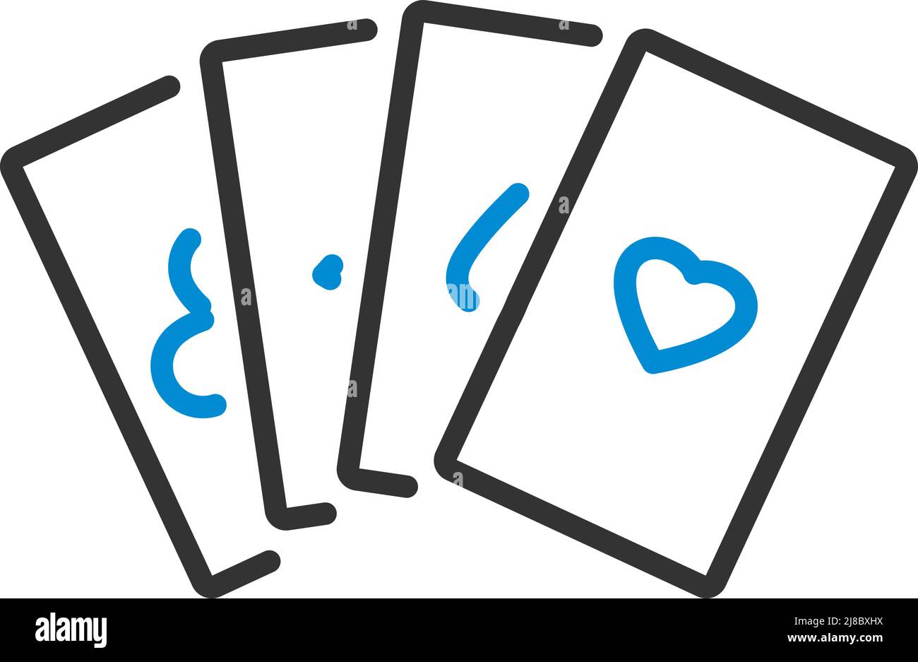 Set Of Four Card Icons. Editable Bold Outline With Color Fill Design ...