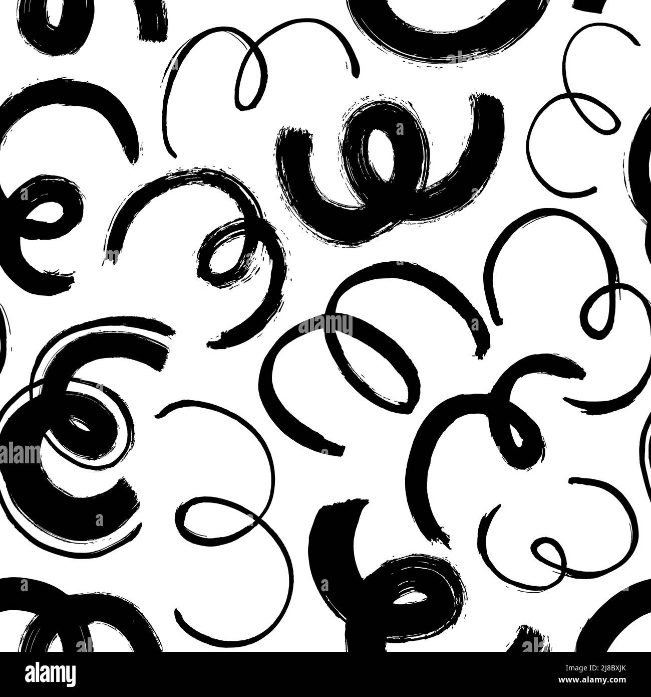 Random curved black lines and wavy brushstrokes Stock Vector Image ...