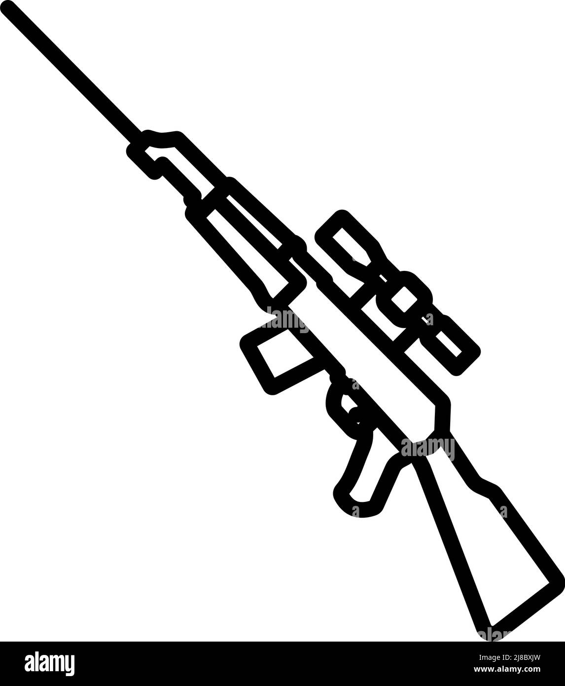 Sniper Rifle Icon. Bold outline design with editable stroke width ...