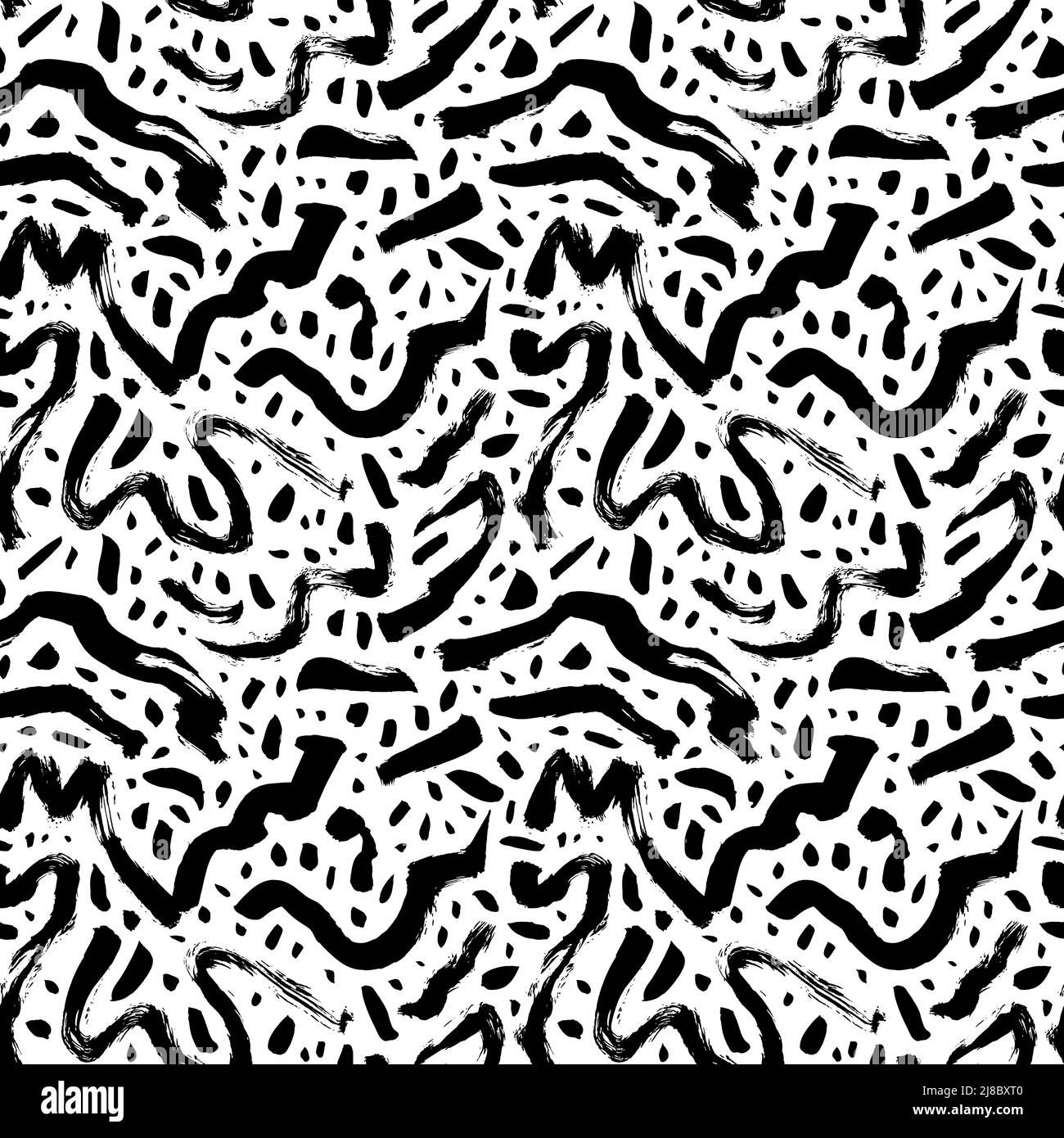 Wavy and swirled brush lines seamless pattern Stock Vector Image & Art ...