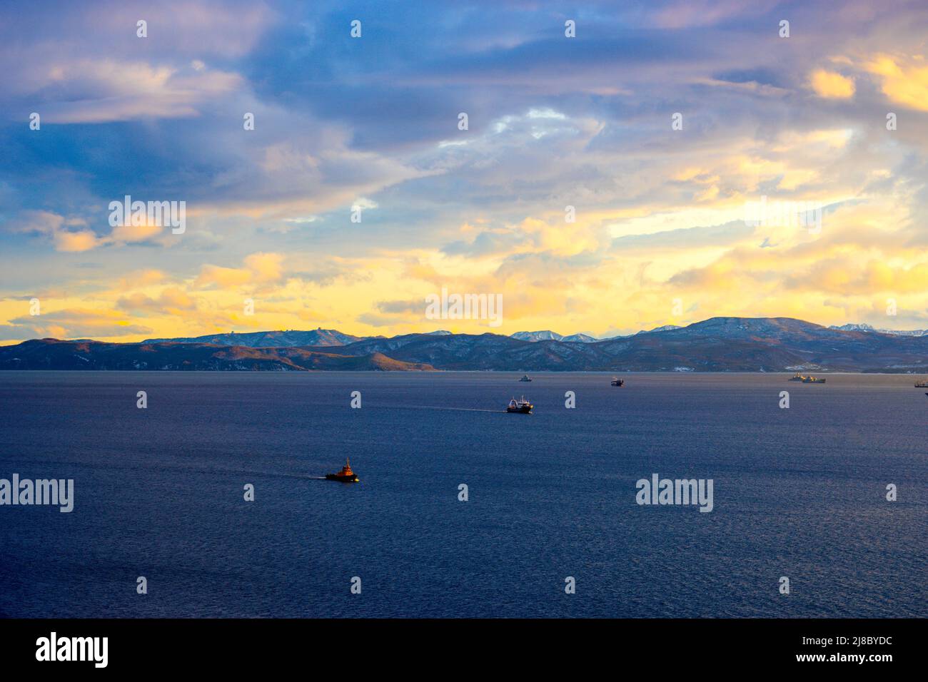 Seascape overlooking Avacha Bay in autumn. Kamchatka, Russia Stock ...