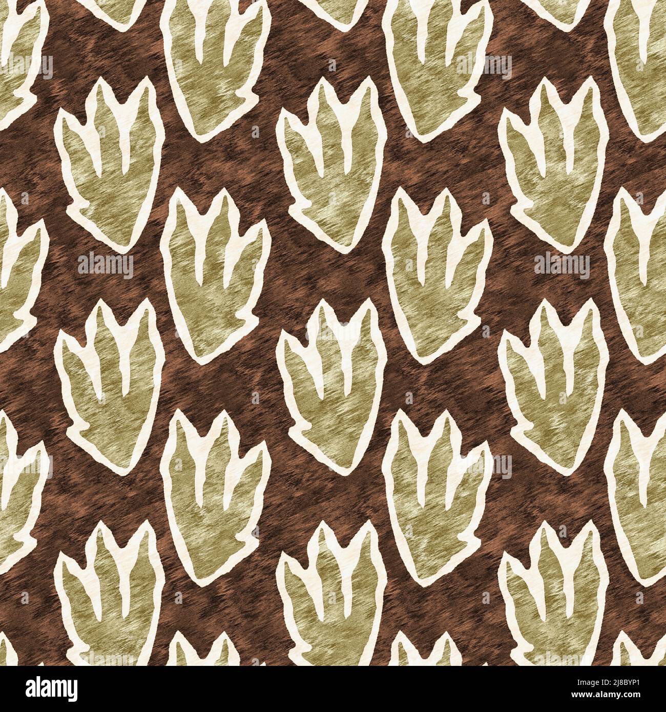 Brown hand drawn dinosaur foot print seamless pattern. Gender Neutral ...