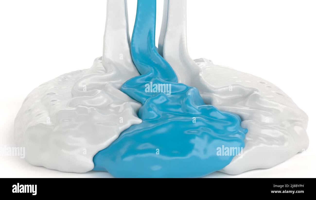 Viscous liquid white blue white 3d render Stock Photo - Alamy