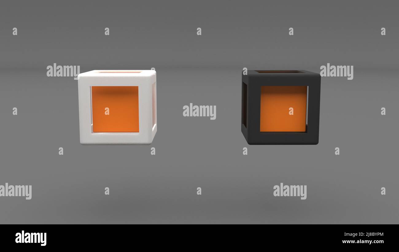 Modern contrast boxes Design business 3d render Stock Photo - Alamy