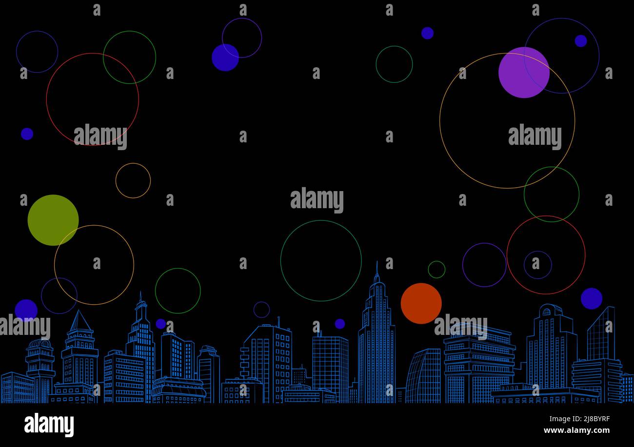 Night Modern city skyscrapers panorama of tall buildings, urban ...