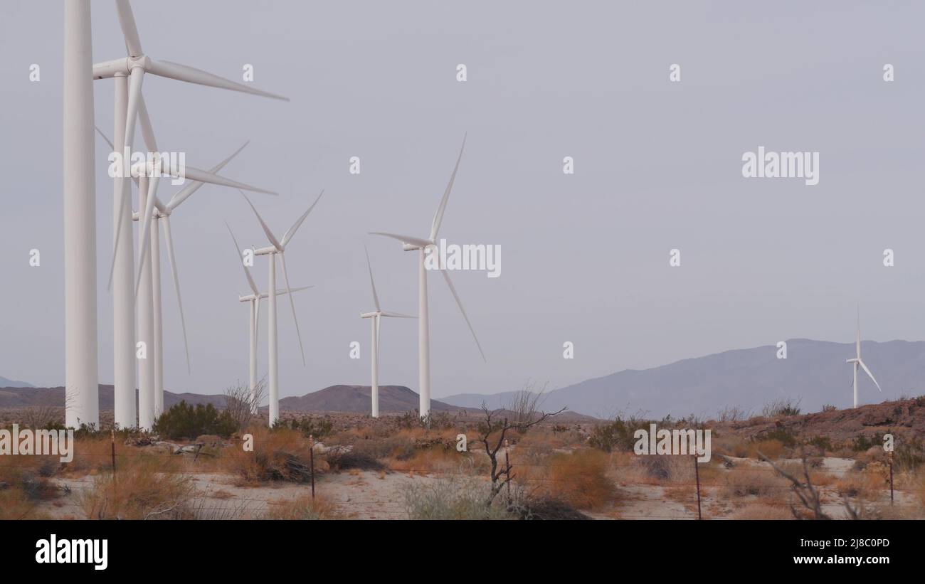 Windmills turbine rotating, wind farm or power plant, alternative green ...