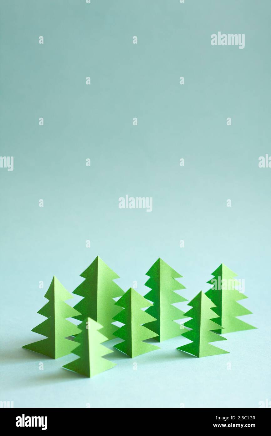 Paper forest with free copy paste space for text. Green paper trees on ...