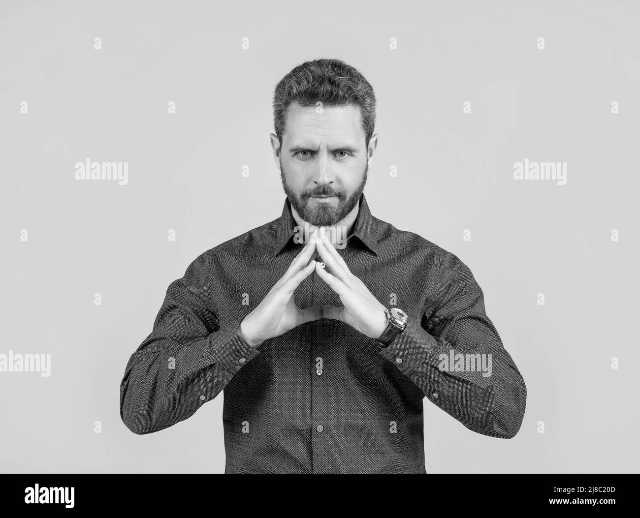 Steeple hand gesture Black and White Stock Photos & Images - Alamy
