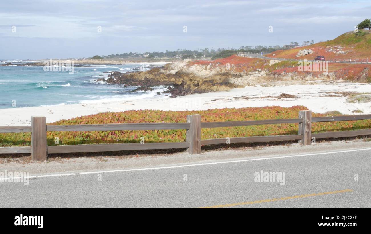 17-mile drive scenic road, Monterey California USA. Trip along ocean ...