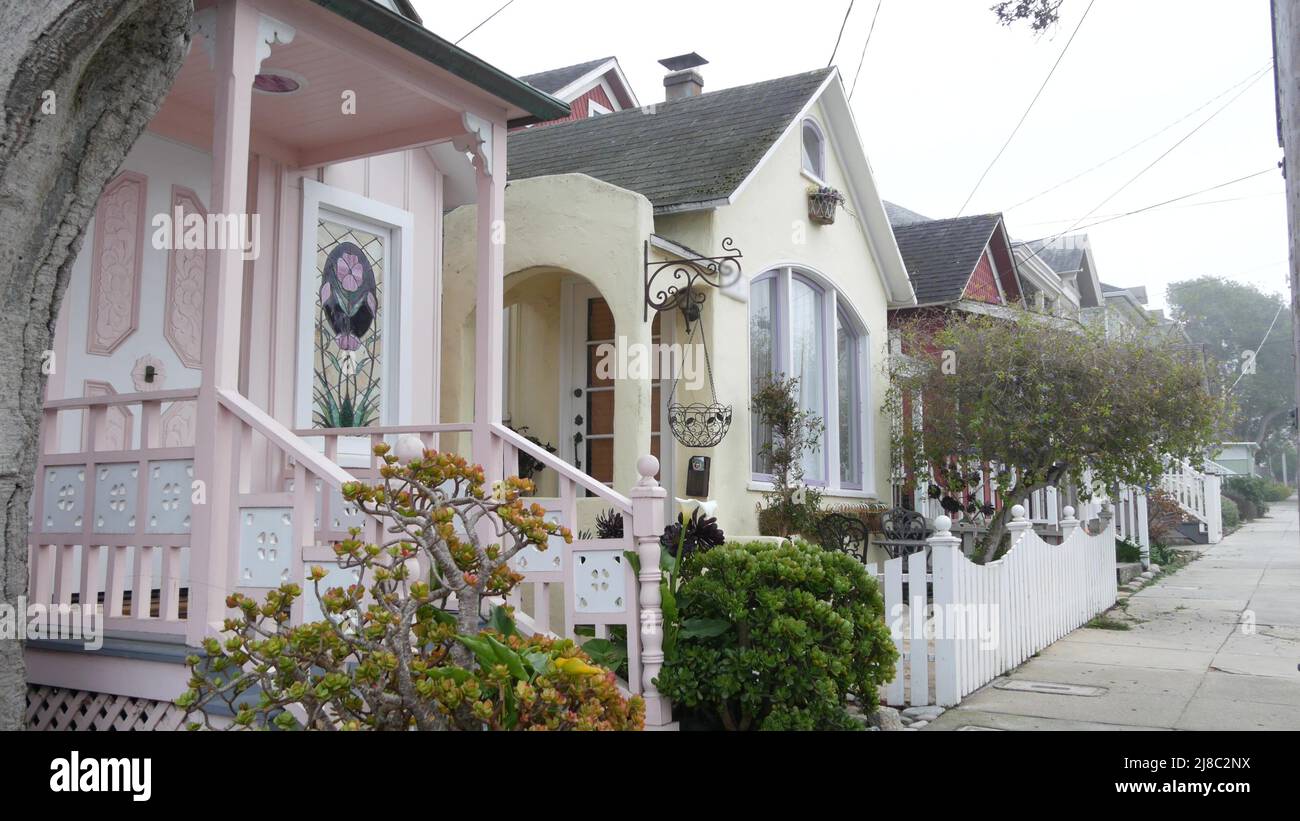 Row of old victorian style houses, historic residential district ...