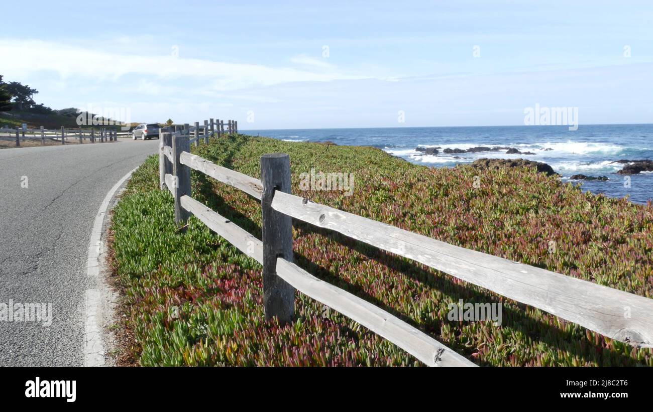 17-mile drive scenic road, Monterey, California USA. Trip along ocean ...