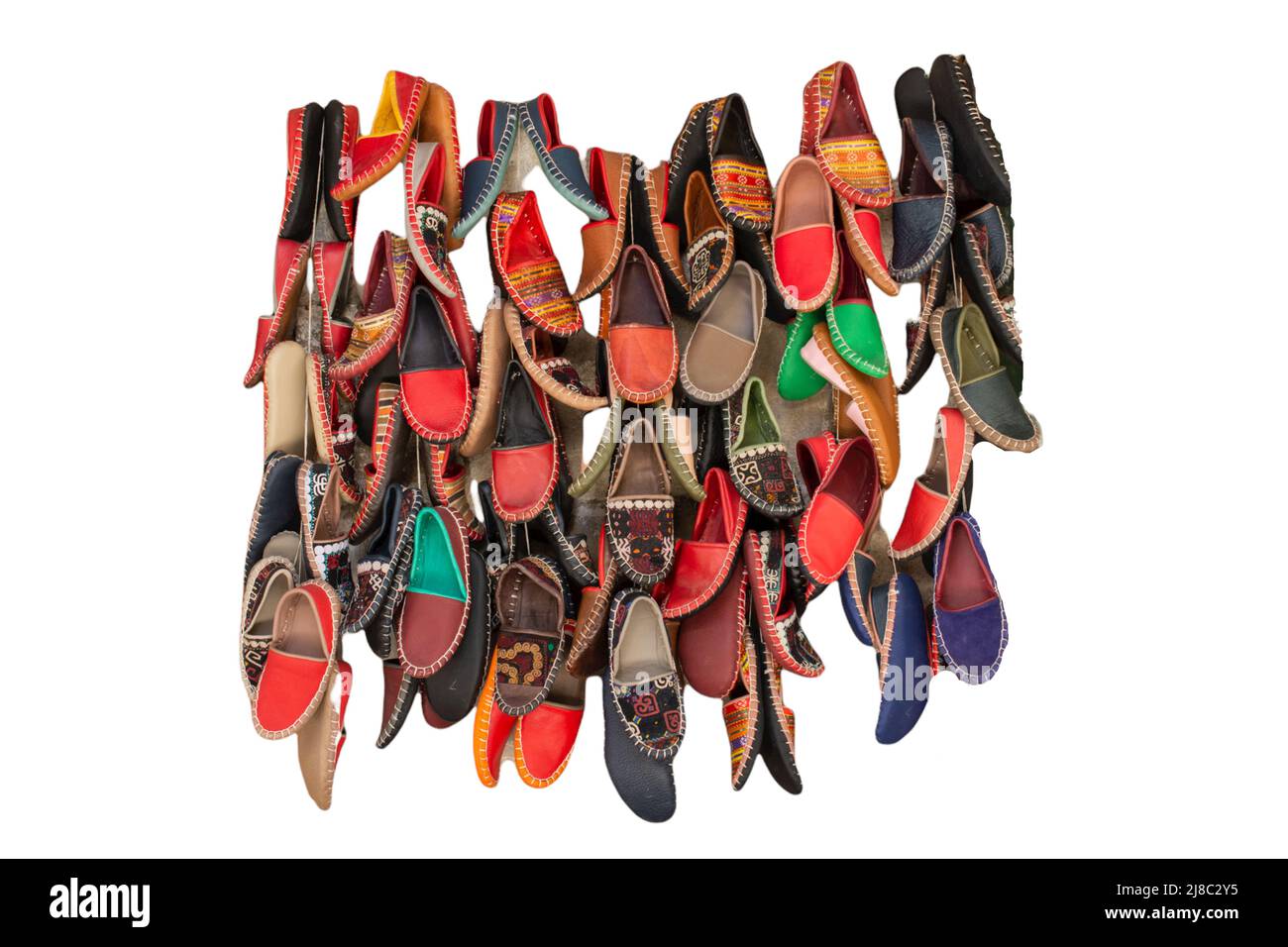 Traditional turkish leather shoes named yemeni. Colorful handmade ...