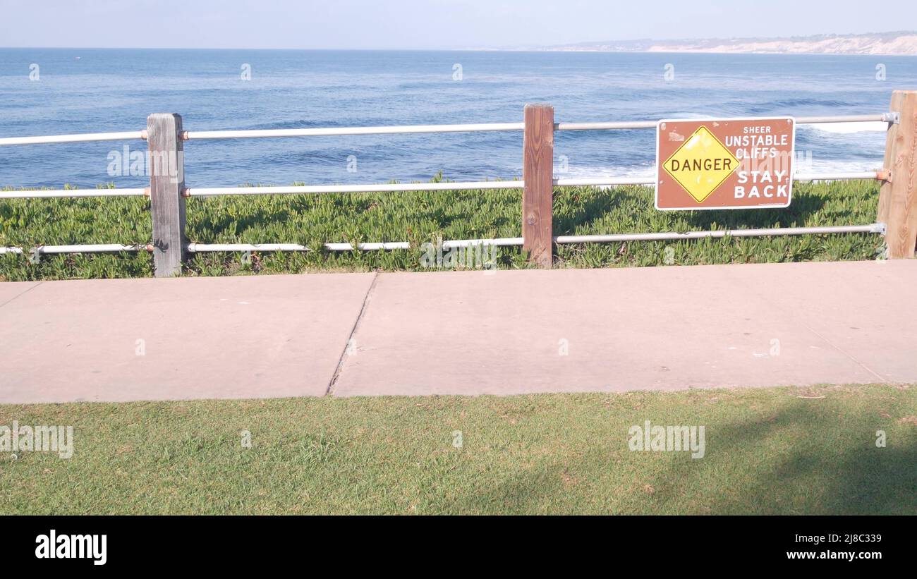 Ocean waves crashing on beach or bluff, La Jolla shore waterfront ...