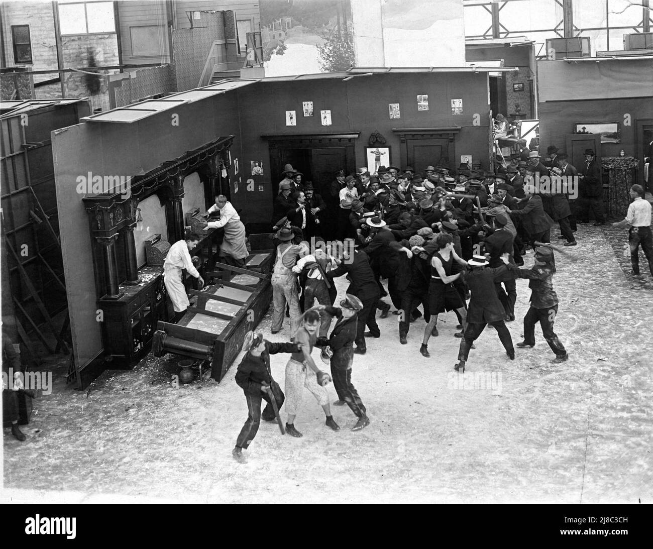 On set candid filming a BAR FIGHT with Policemen and Customers for ...