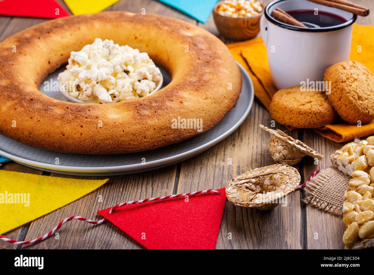 Brazilian corn cake for Festa Junina party. Homemade corn flour Fuba ...