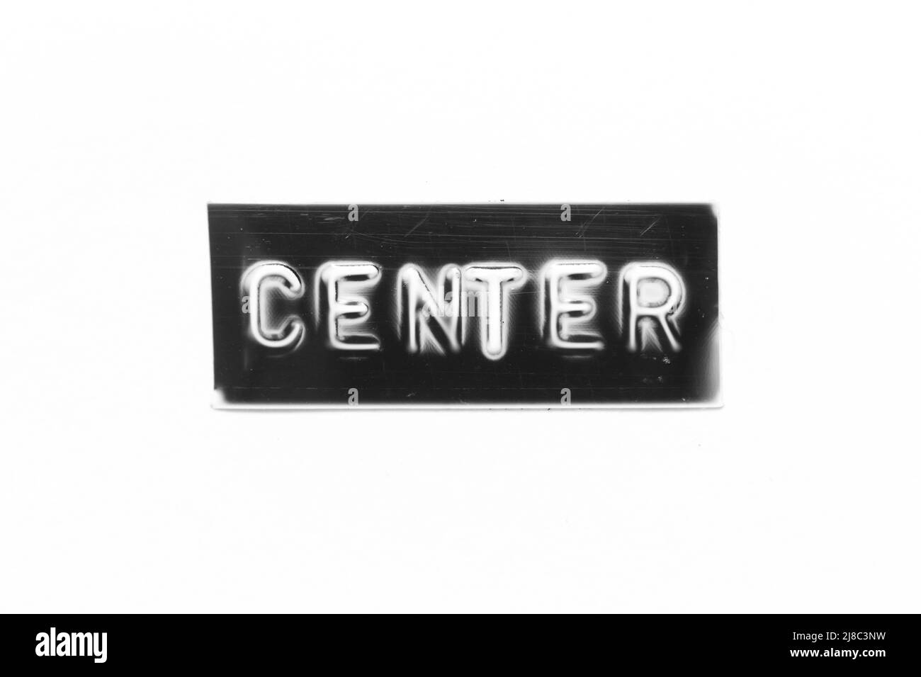 Black color banner that have embossed letter with word center on white ...