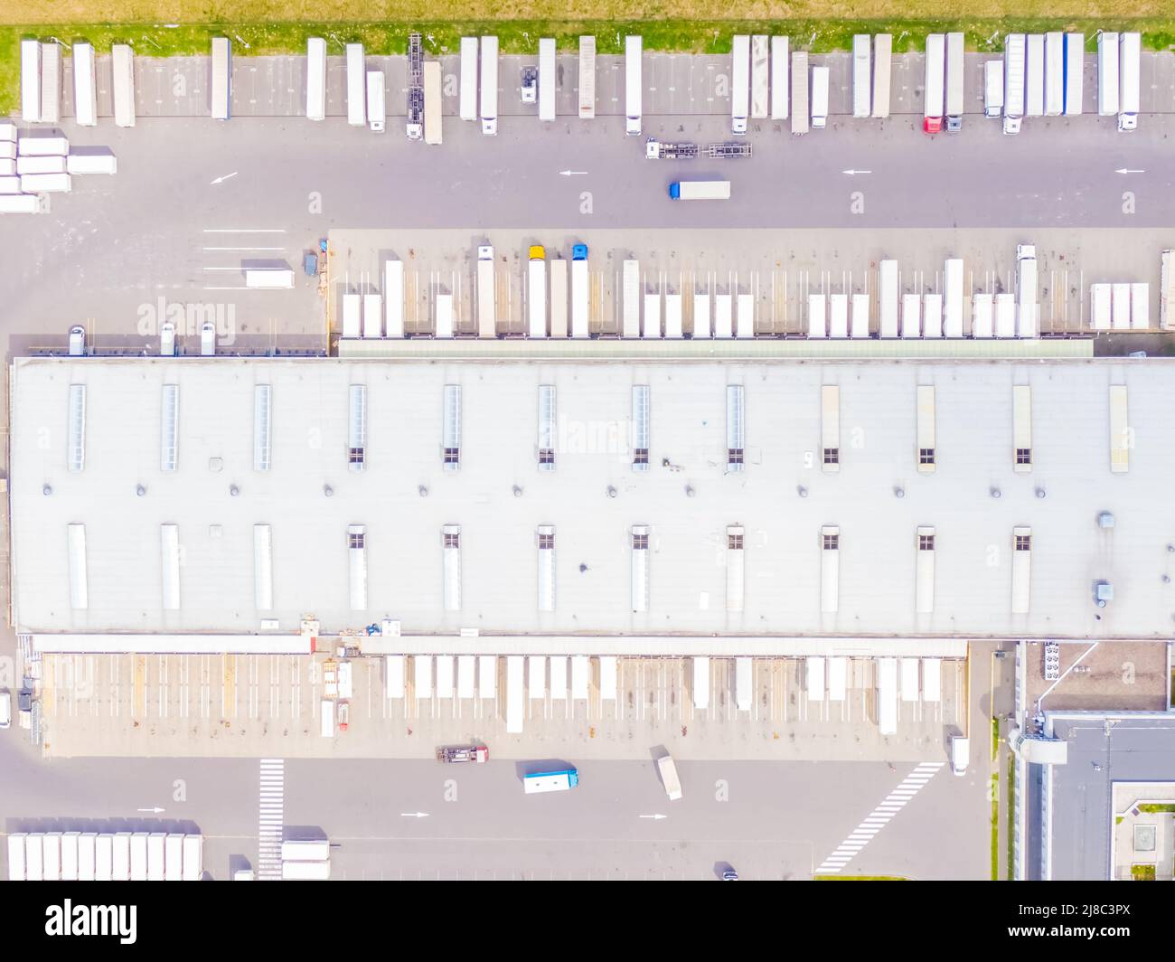 Aerial view of warehouse storages or industrial factory or logistics ...