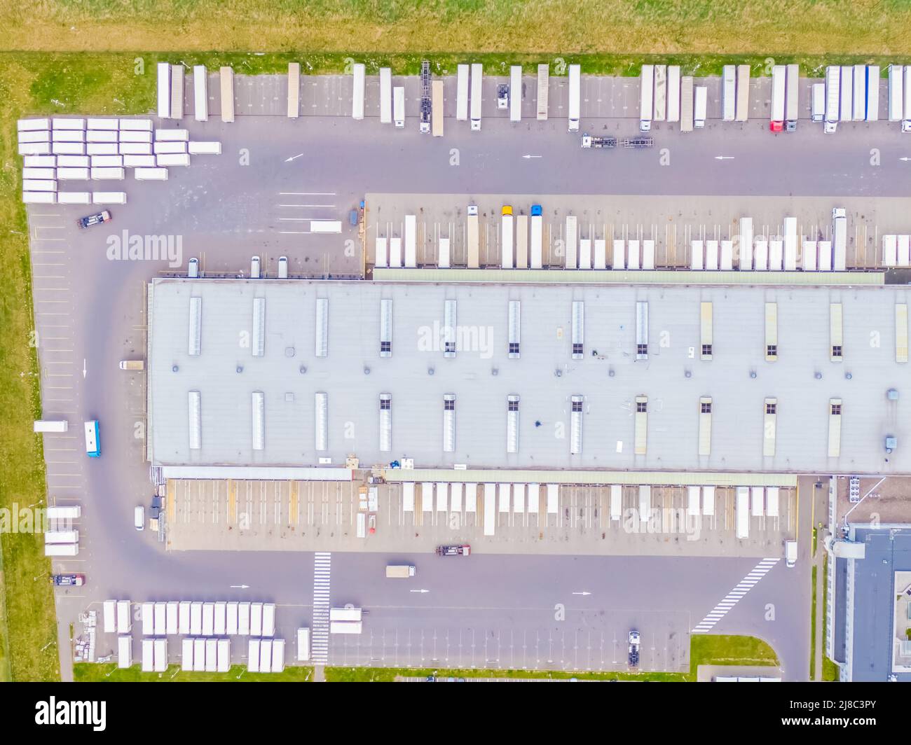 Aerial view of warehouse storages or industrial factory or logistics ...