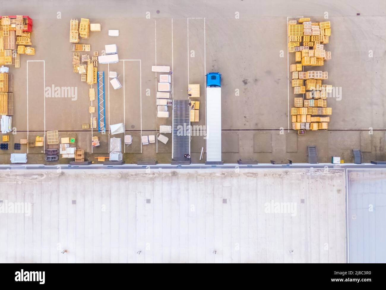 Aerial view of warehouse storages or industrial factory or logistics ...