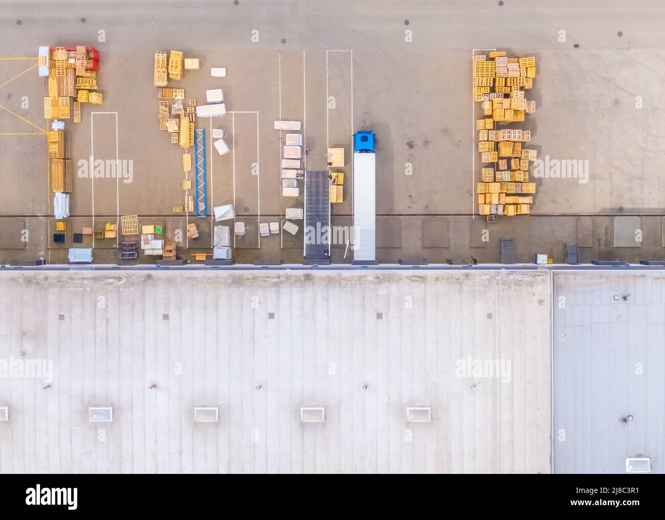 Aerial view of warehouse storages or industrial factory or logistics ...
