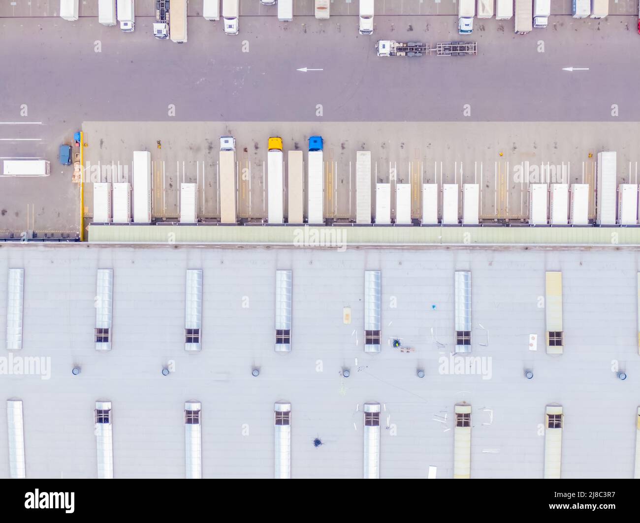 Aerial view of warehouse storages or industrial factory or logistics ...