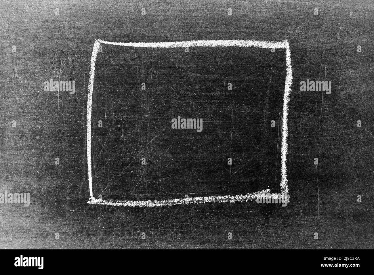 White color chalk hand drawing as square or rectangle shape on ...