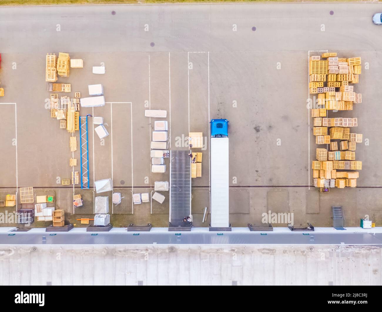 Aerial view of warehouse storages or industrial factory or logistics ...