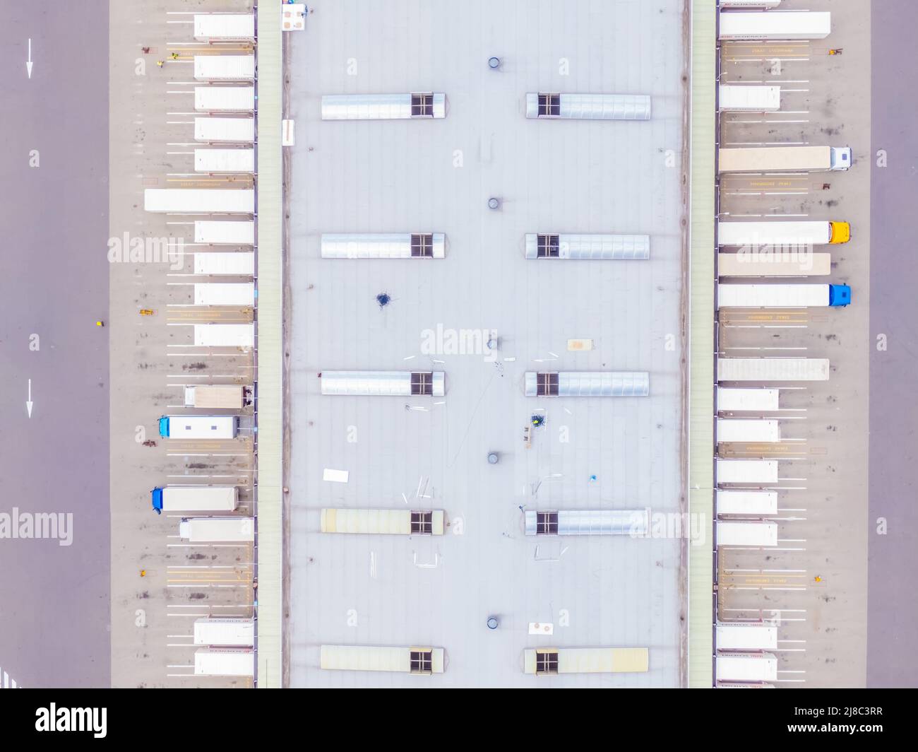 Aerial view of warehouse storages or industrial factory or logistics ...