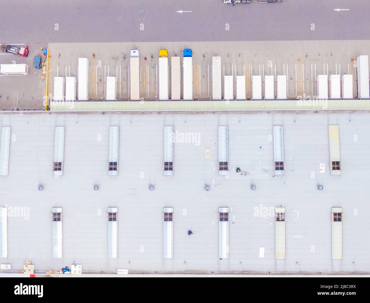 Aerial view of warehouse storages or industrial factory or logistics ...