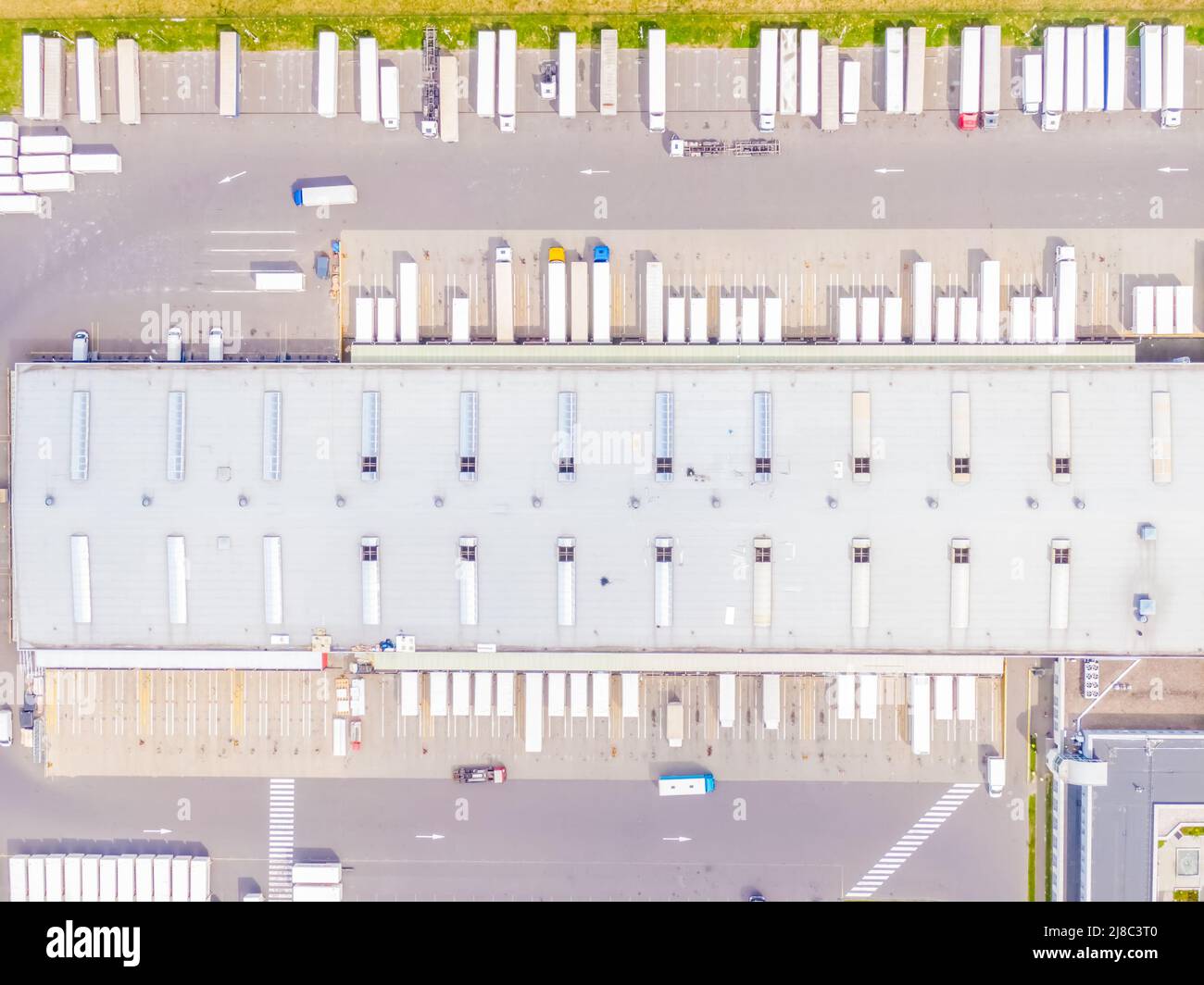 Aerial view of warehouse storages or industrial factory or logistics ...