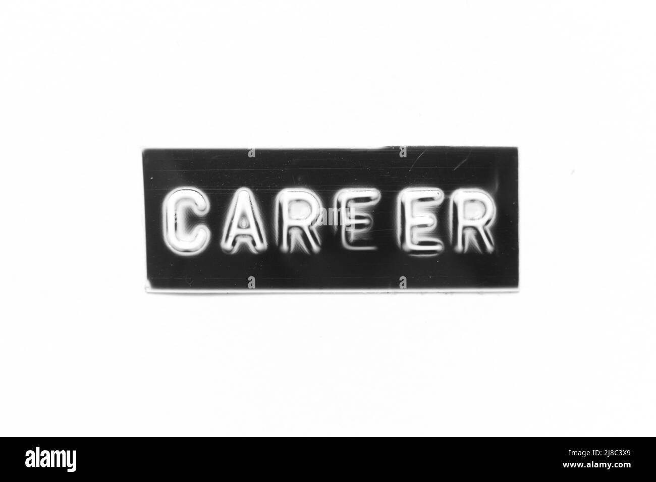 Black color banner that have embossed letter with word career on white ...