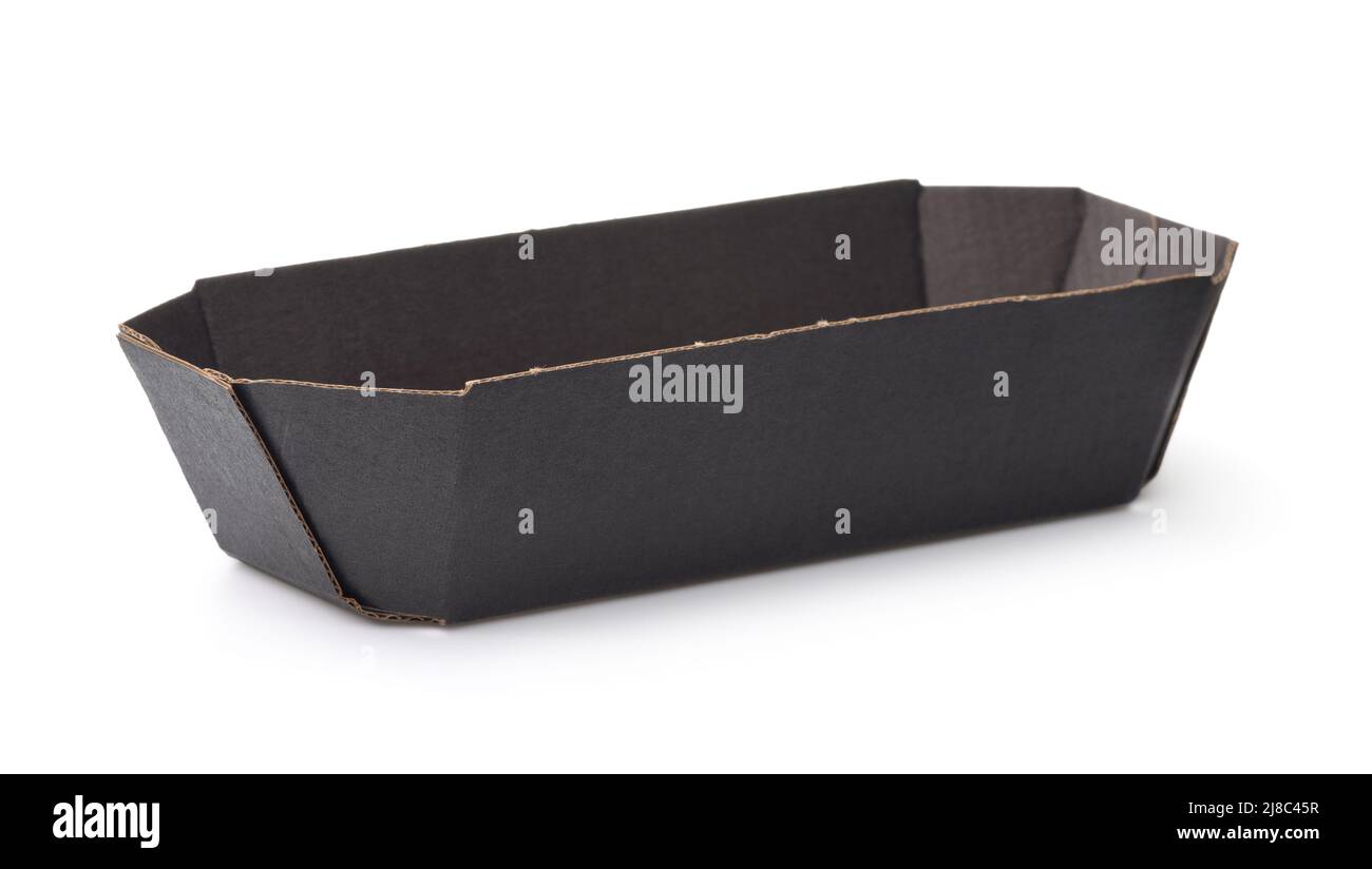 Empty disposable black paper fast food tray isolated on white Stock ...