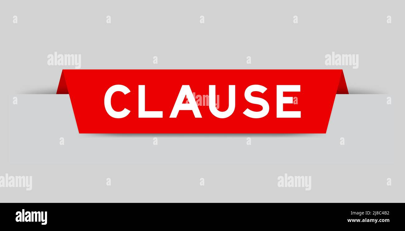Red color inserted label with word clause on gray background Stock ...