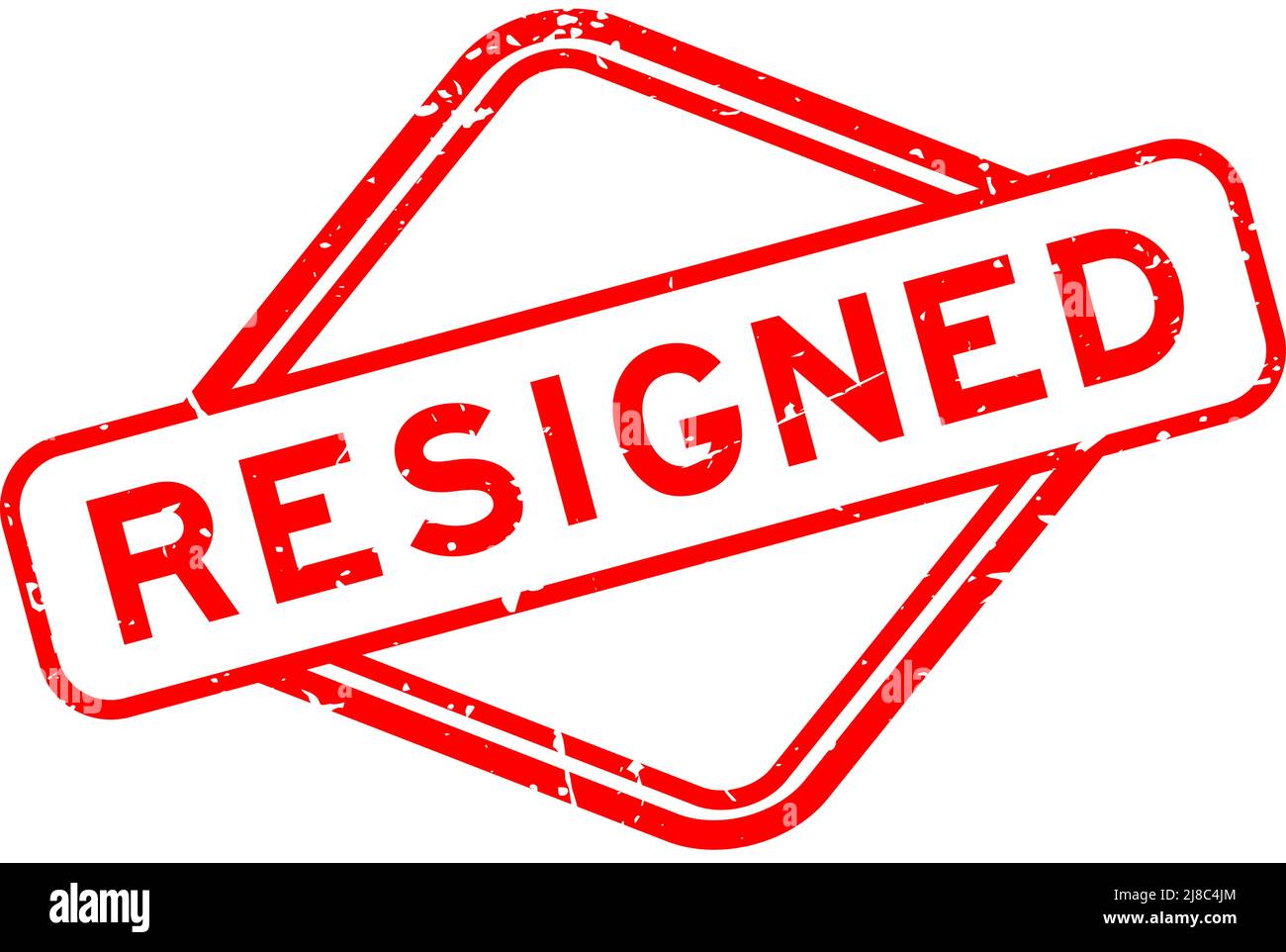 Grunge red resigned word rubber seal stamp on white background Stock ...