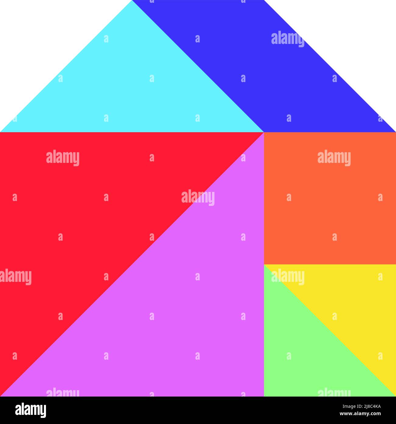 Color tangram puzzle in home shape on white background (Vector Stock ...