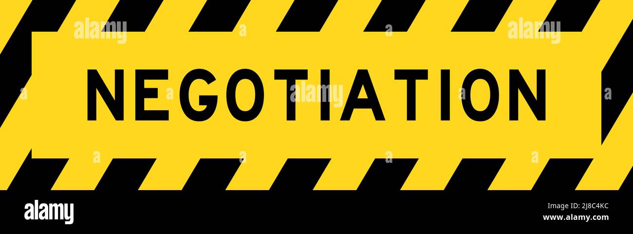 Yellow and black color with line striped label banner with word ...