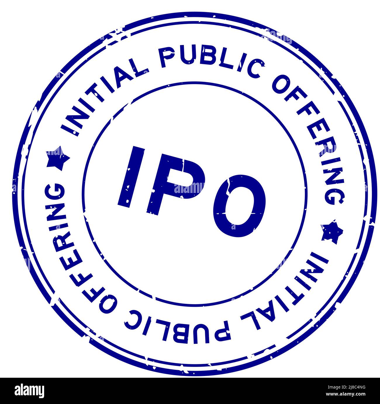 Grunge blue IPO Initial Public Offering word round rubber seal stamp on ...