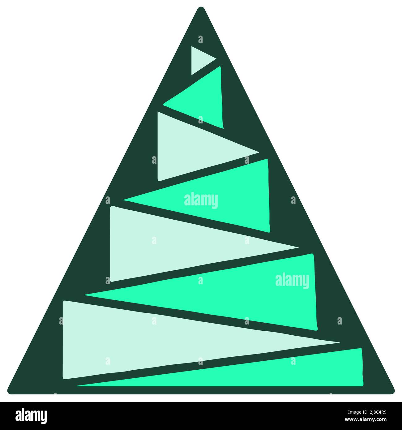 Vector image of a triangular pyramid assembled from green triangles ...