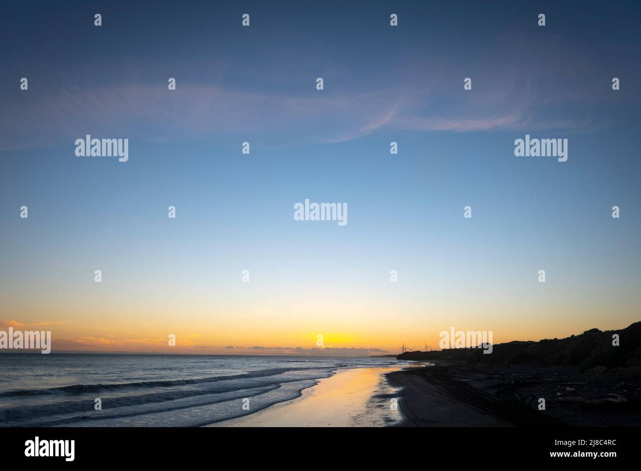 Sunset over Waverly Beach, South Taranaki, North Island, New Zealand ...