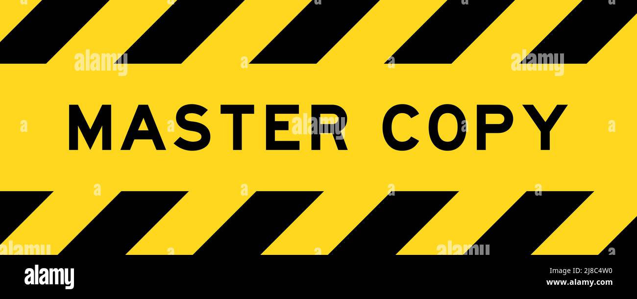 Yellow and black color with line striped label banner with word master ...