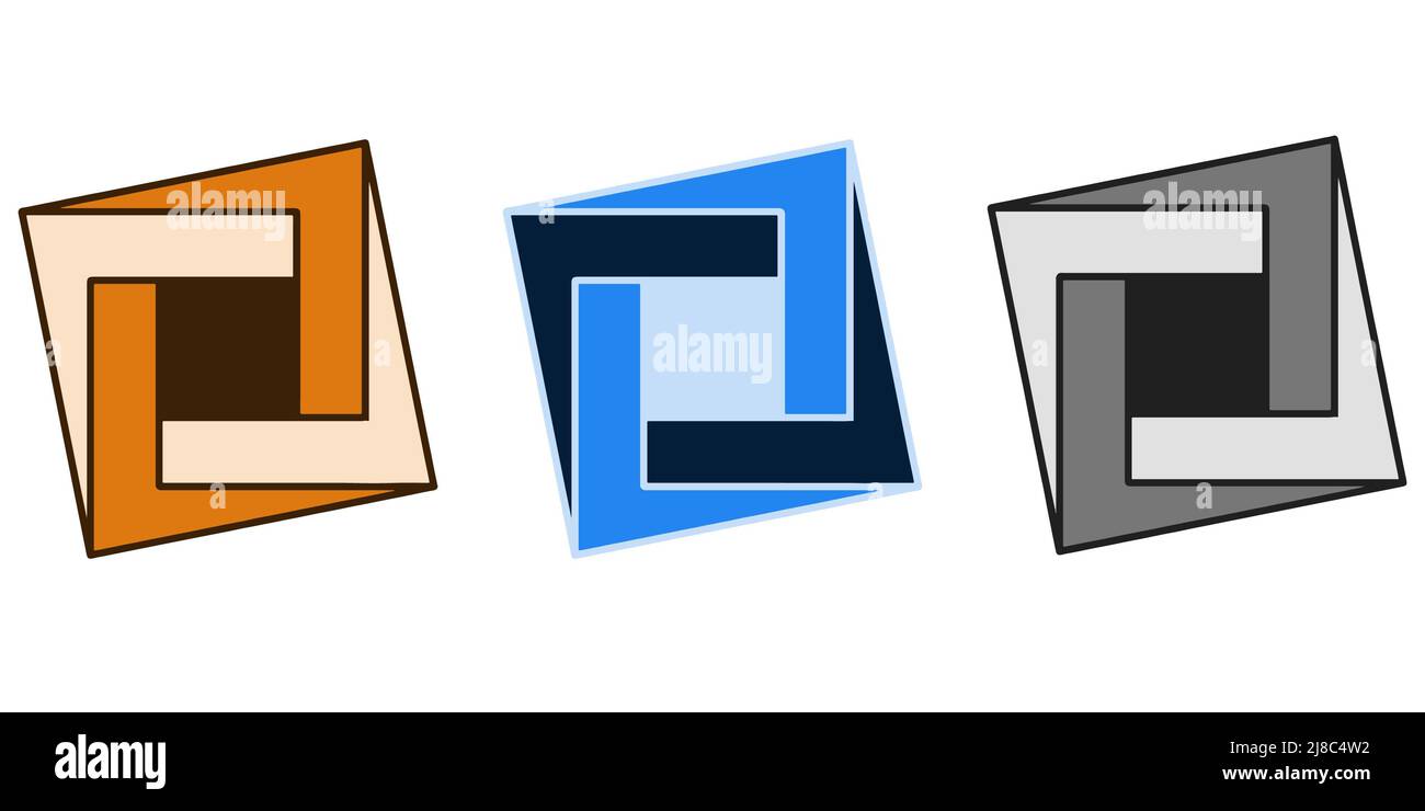 Vector image of three multi-colored squares of irregular shape Stock ...