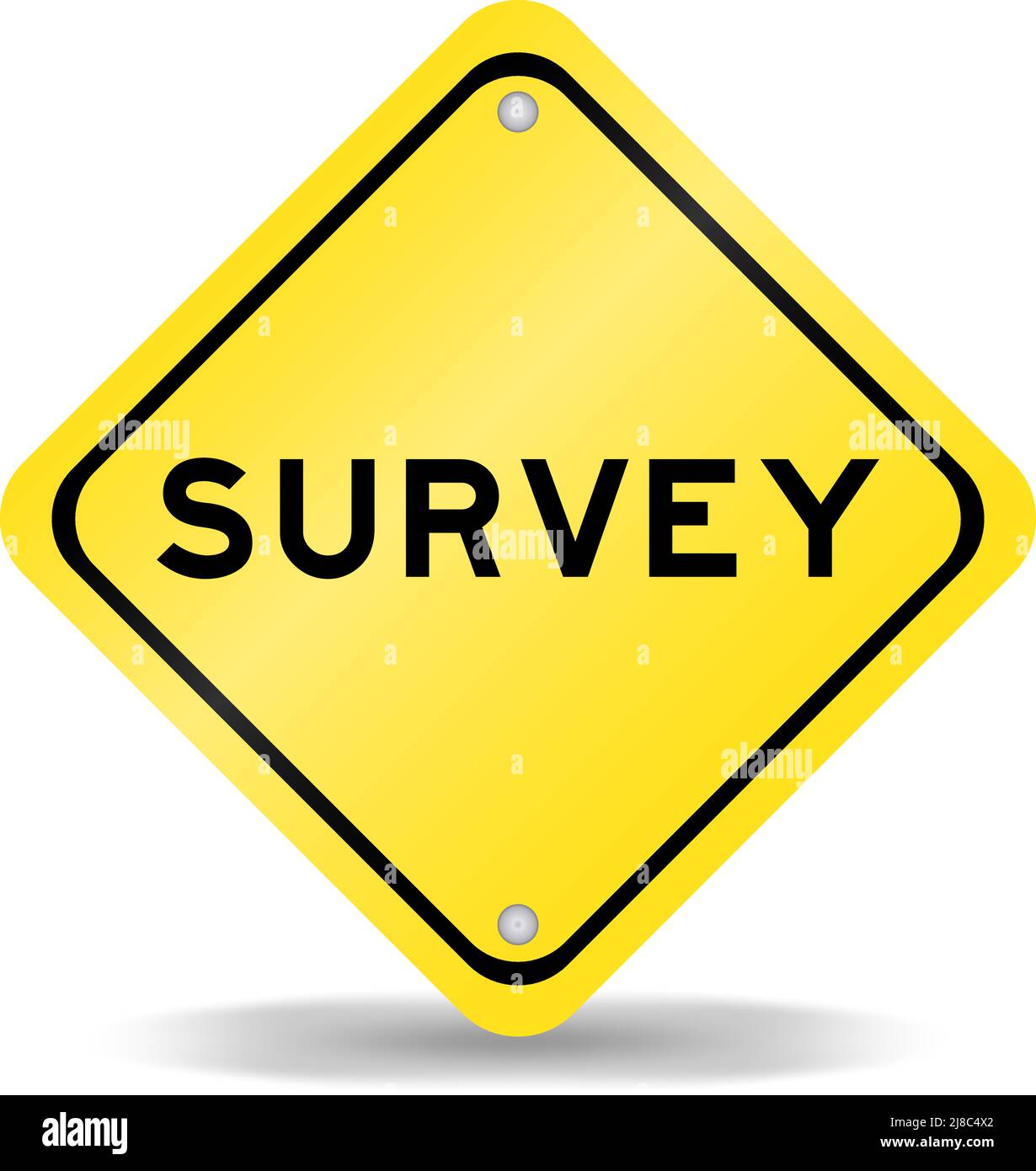 Yellow color transportation sign with word survey on white background ...