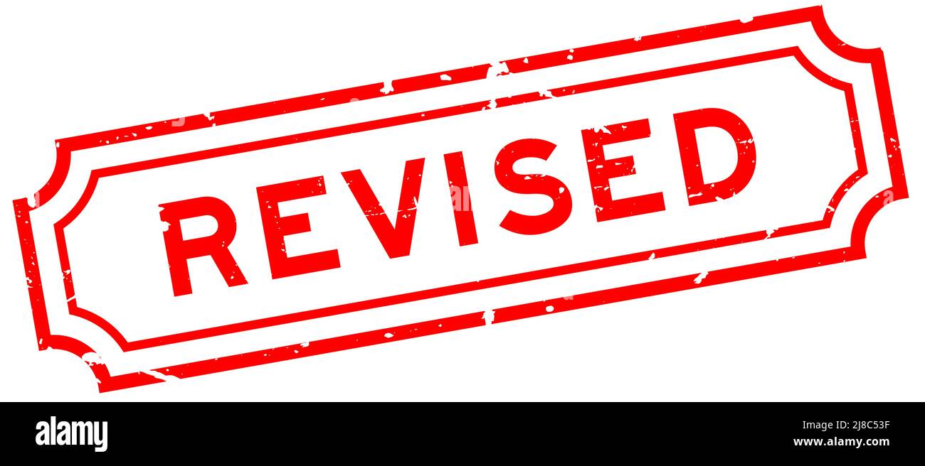 Grunge red revised word rubber seal stamp on white background Stock ...