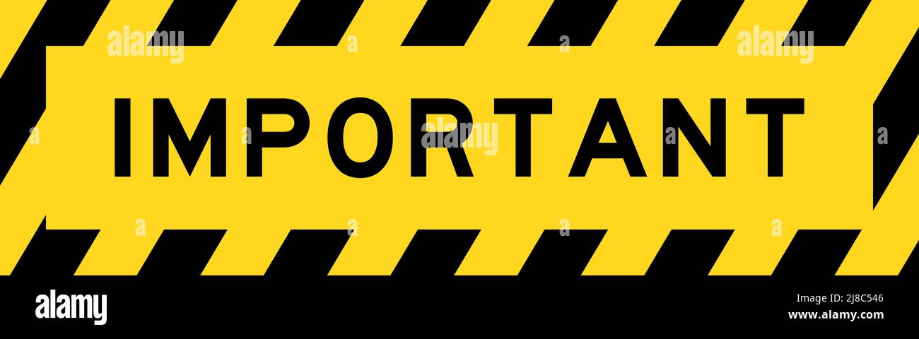 Yellow and black color with line striped label banner with word ...