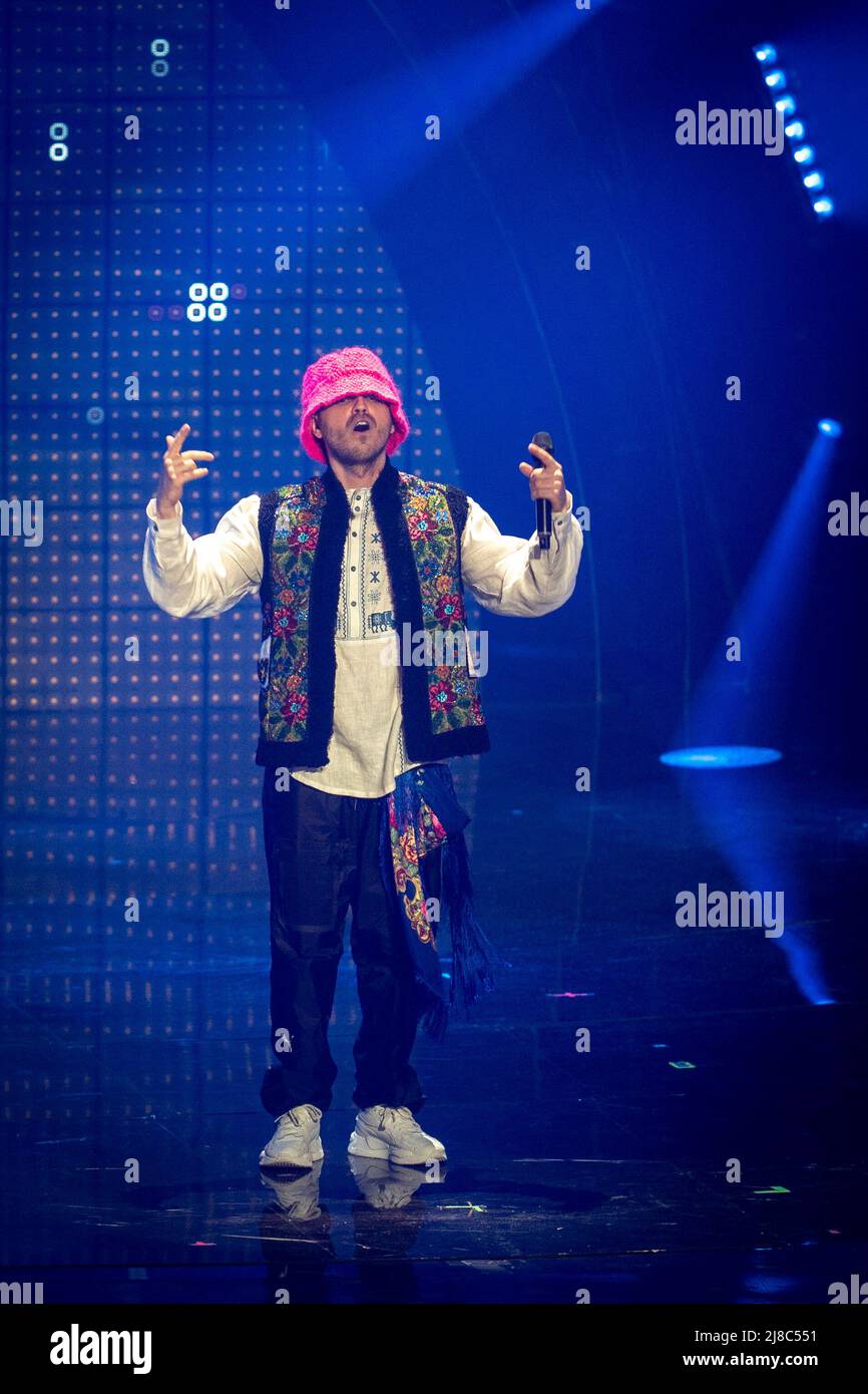 Turin, Italy 20220514.Ukrainian Kalush Orchestra on stage Pala Olimpico ...