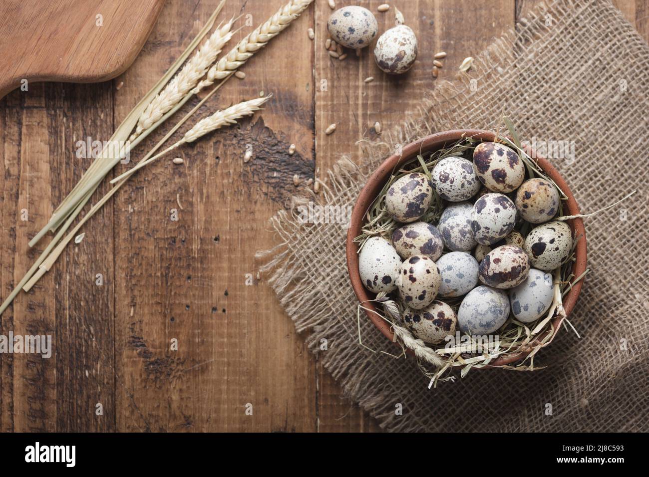 Quail eggs in a bowl top view Stock Photo - Alamy