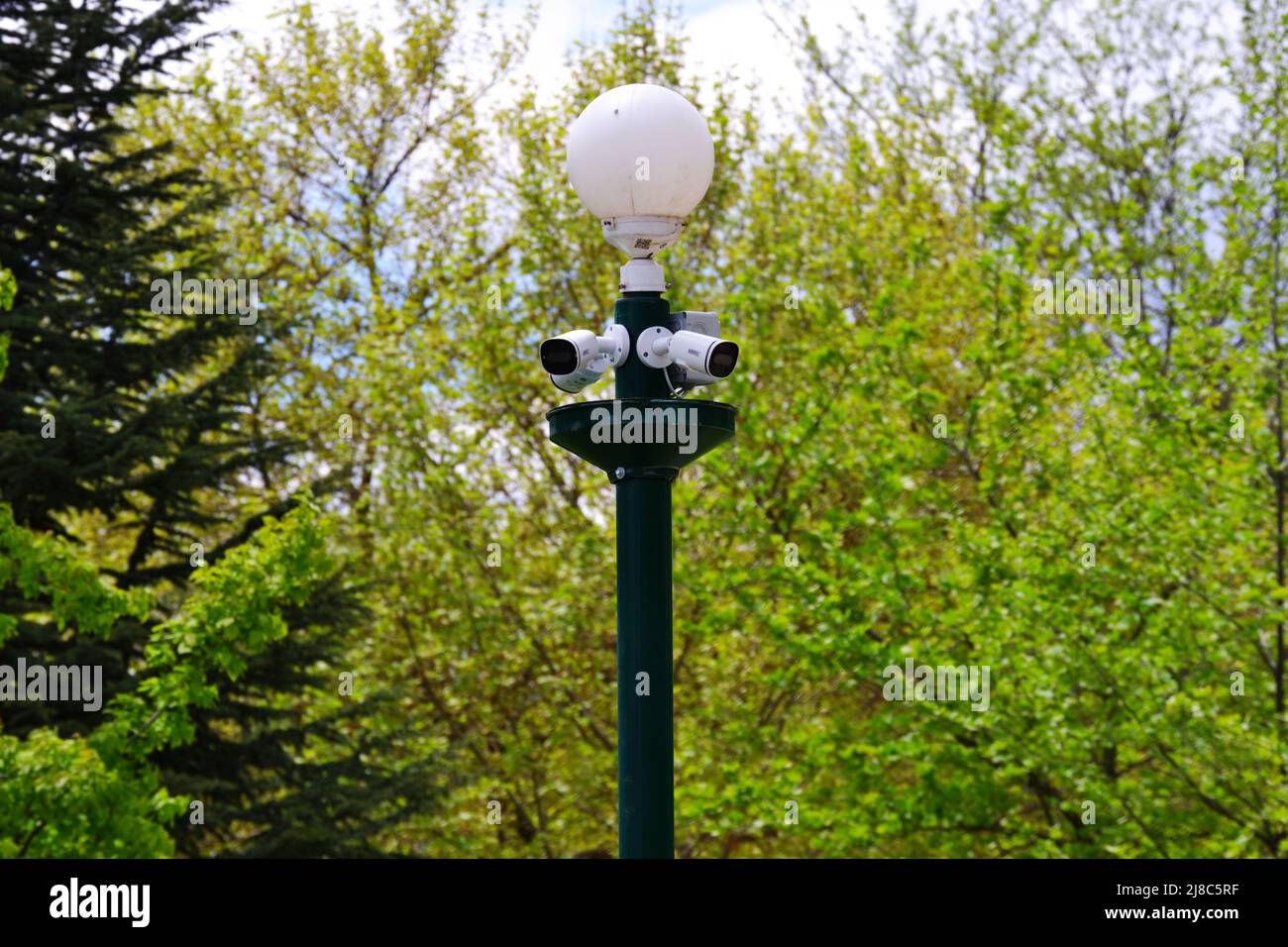 Security camera in nature within green trees outdoor Stock Photo - Alamy